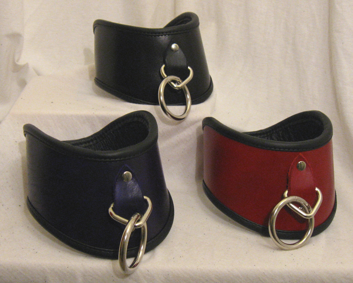 Hand-Dyed 3" Locking Severe Posture Collar with Leather backing and lo ...